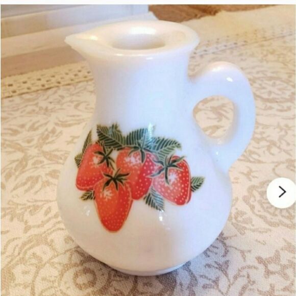 Avon | Accents | Vintage Avon97s Strawberry Minii Milk Glass Pitcher ...